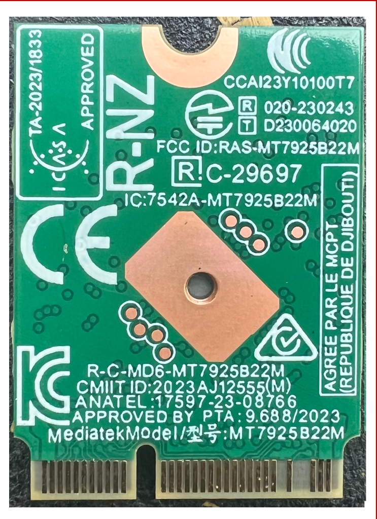 MT7925 Wireless LAN Card - Lightning Fish