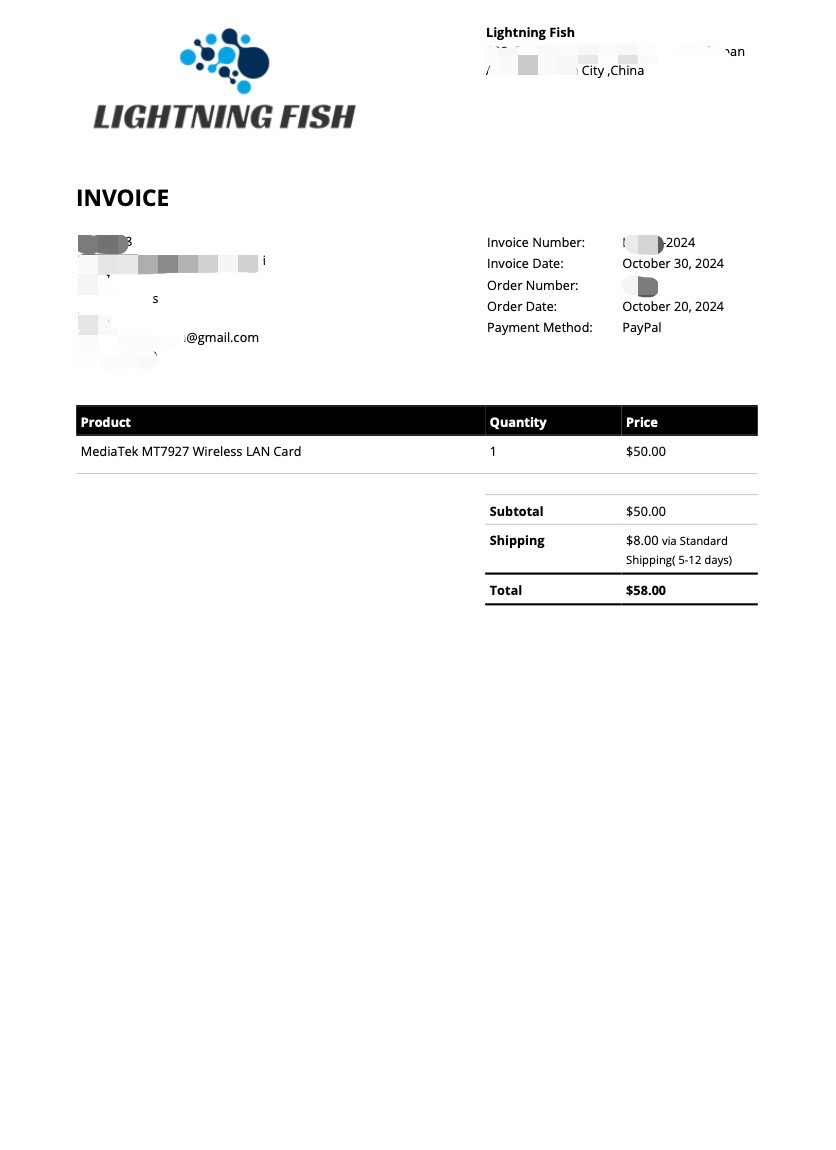 Transaction process flow（Payment,Shipping,Invoice,Comment） - Lightning Fish